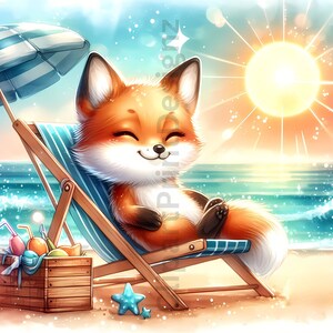Cute Summer Foxes Clipart Bundle, Watercolor Fox Clip Art Images, High ...