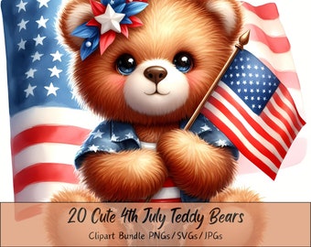 4th July Banners Clipart Bundle, Watercolor Patriotic Happy Files, High ...