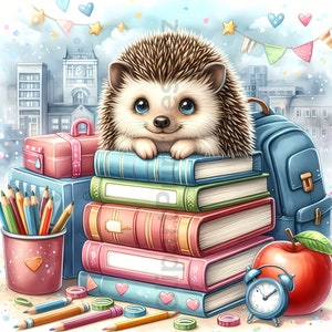 Cute Back to School Animals Peeking Out of Accessories Clipart Bundle ...