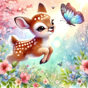Cute Spring Fawn Clipart Bundle, Watercolor Clip Art Images, 20 High ...