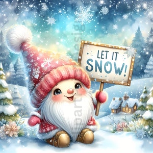 Festive Winter Gnomes Clipart Bundle, Cute Watercolor Gnome Clip Art ...