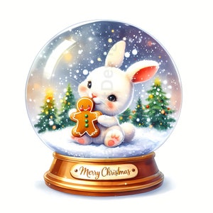 Cute Watercolor Christmas Animals in Snow Globes, Clipart Bundle, 14 ...