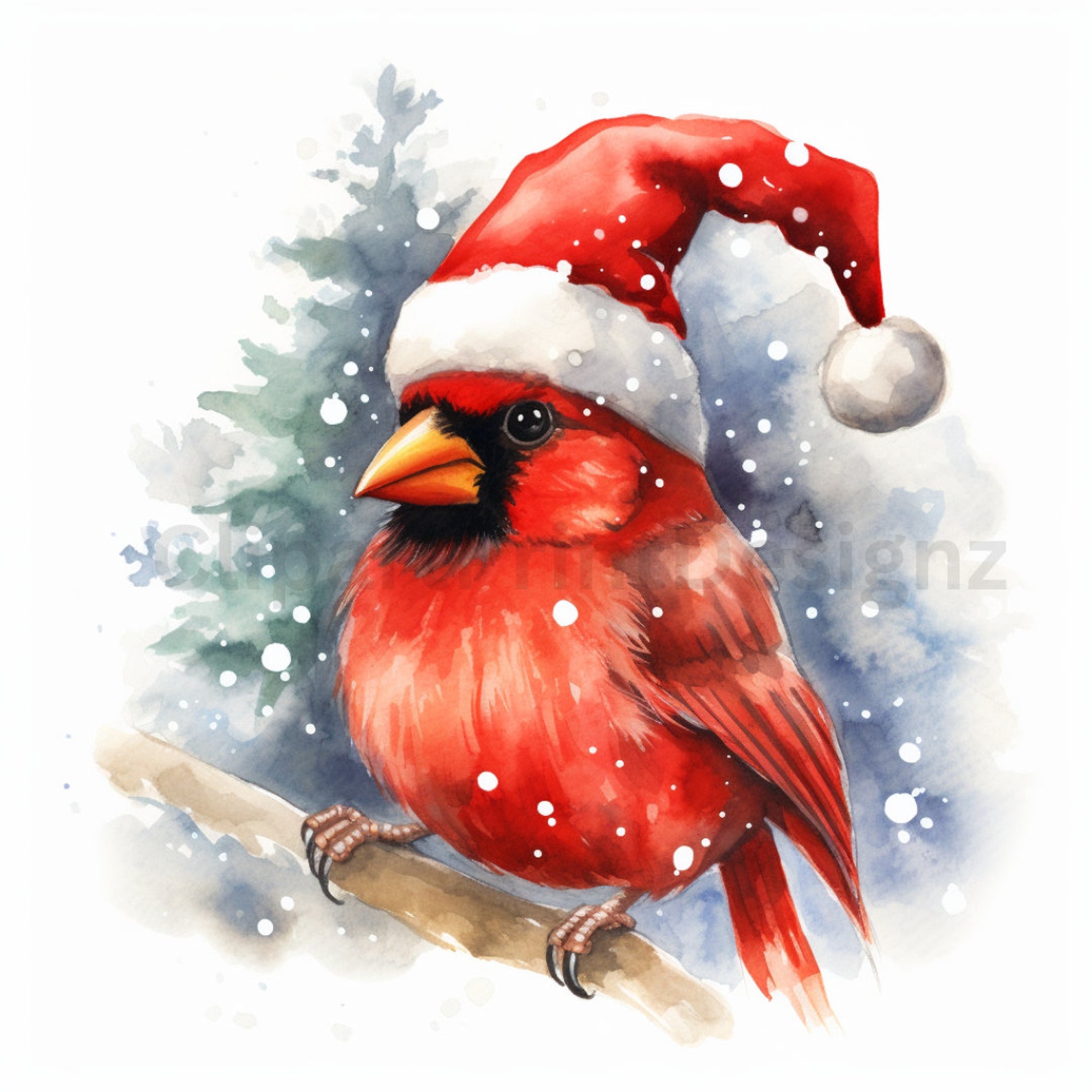 10 Cute Red Christmas Cardinals, High Quality Clipart Bundle, Digital ...