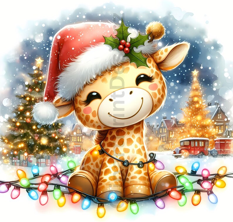 Cute Christmas Giraffes Clipart Bundle, Xmas Giraffe Clip Art Images ...