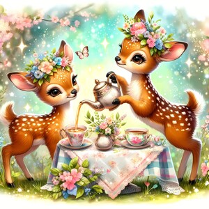 Cute Spring Fawn Clipart Bundle, Watercolor Clip Art Images, 20 High ...
