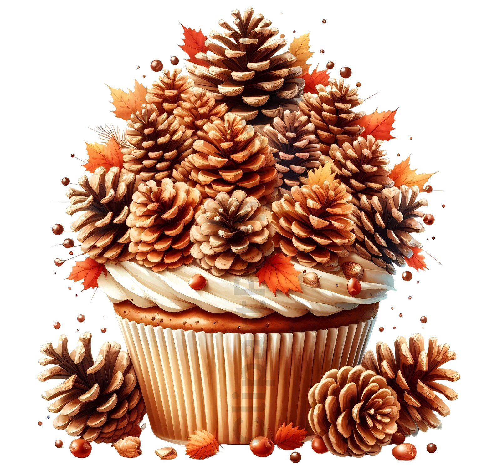 Fall Cupcakes Clipart Bundle, Watercolor Clip Art Images, High Quality ...