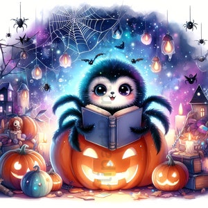 Cute Halloween Spiders Clipart Bundle, Watercolor Spider Clip Art ...