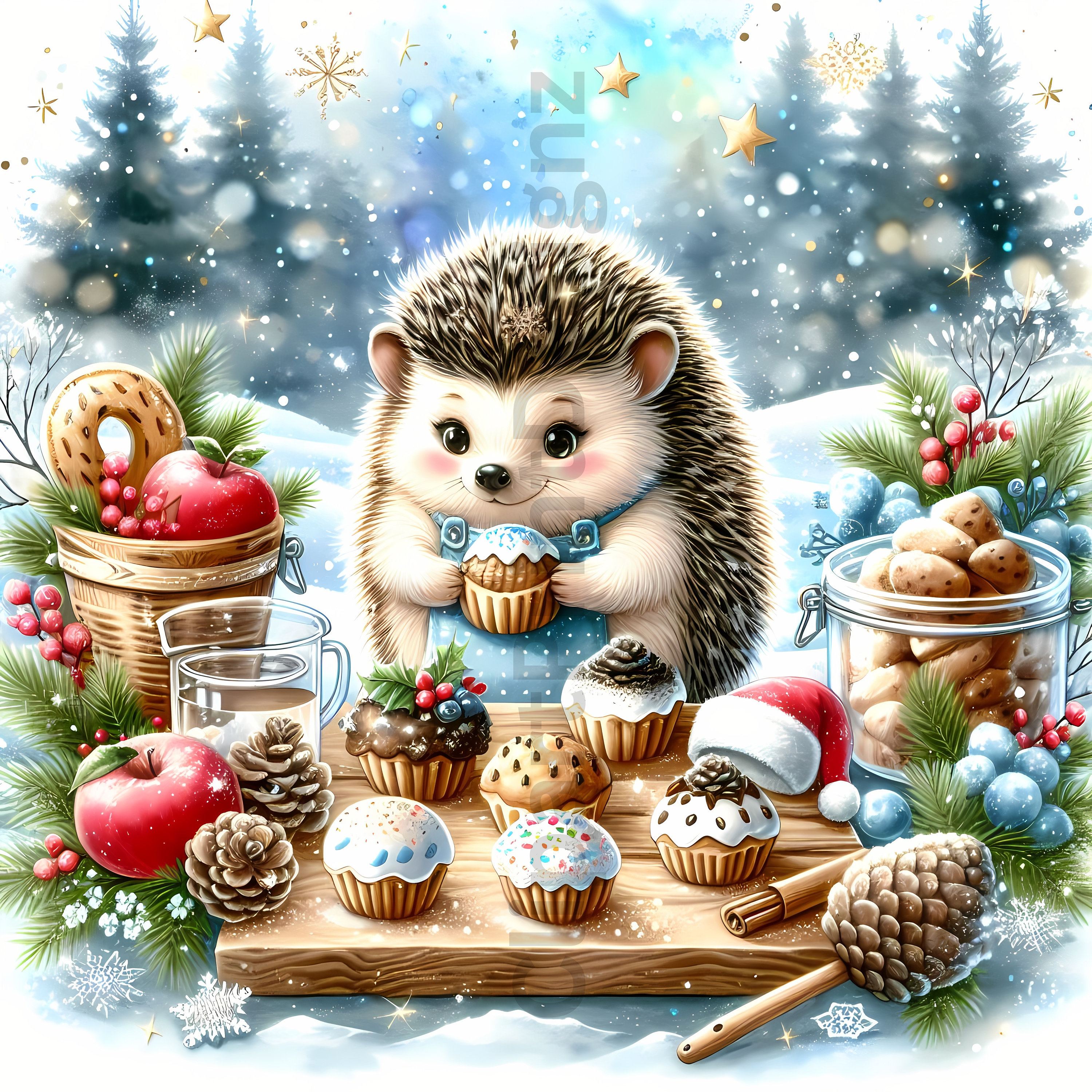 Cute Animals Baking Winter Treats, Clipart Bundle, Festive Watercolor ...
