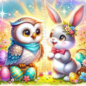 Watercolor Easter Owl Clipart, Whimsical Animal Images, Cute High ...