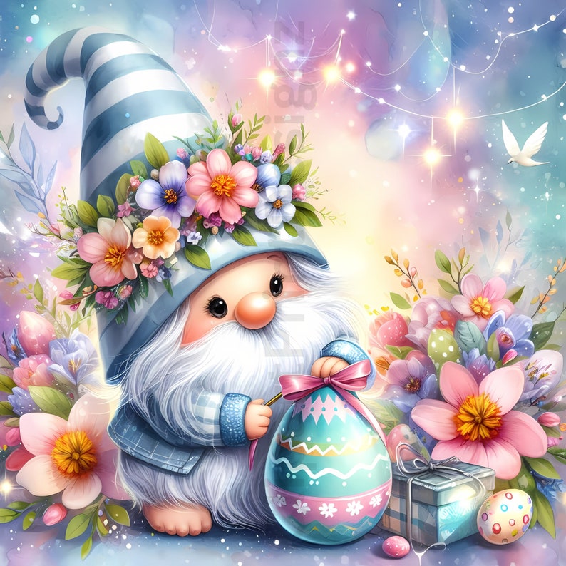 Cute Easter Gnome Clipart Bundle, Festive Watercolor Clip Art Images ...