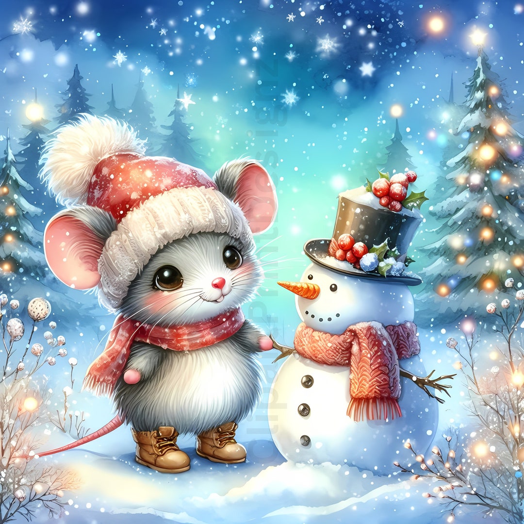 Cute Winter Mouse Clipart Bundle, Watercolor Clip Art Images, 20 High ...
