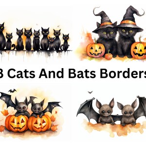Watercolor Halloween Borders, Clipart Bundle, 44 Cute and Scary ...