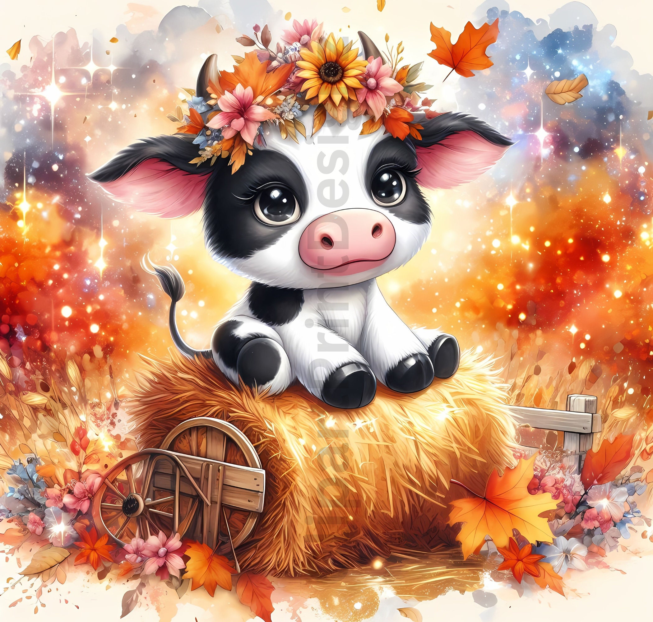 Cute Fall Cows Clipart Bundle, Watercolor Cow Clip Art Images, High ...