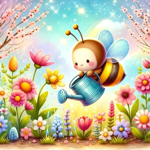 Cute Spring Bees Clipart Bundle, Watercolor Clip Art Images, 26 High ...