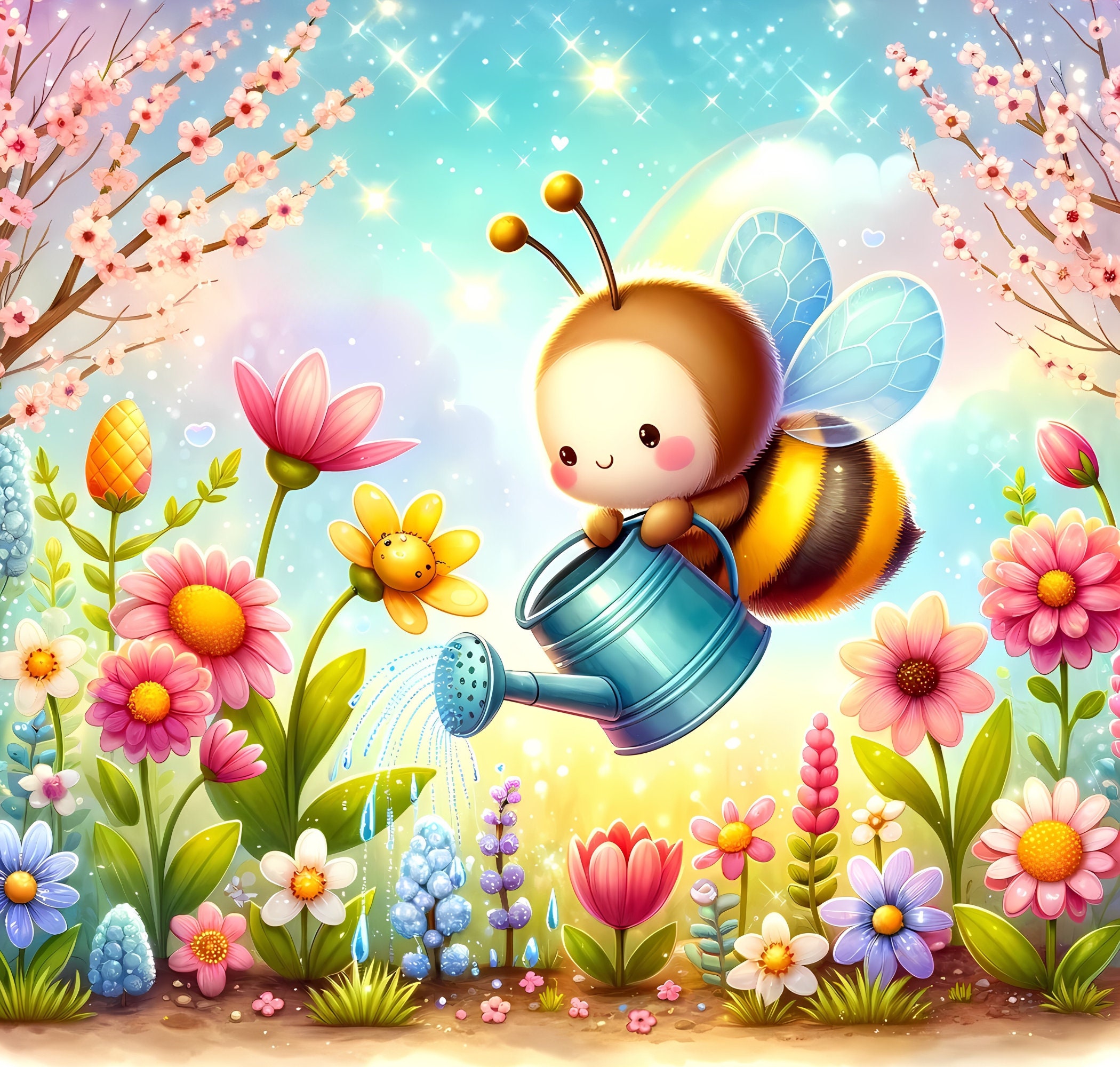 Cute Spring Bees Clipart Bundle, Watercolor Clip Art Images, 26 High ...
