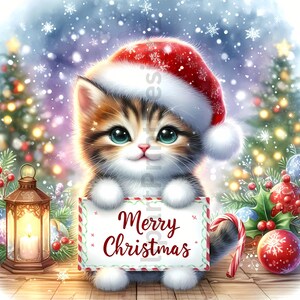 Cute Christmas Kittens Clipart Bundle, Xmas Kitten Clip Art Images ...