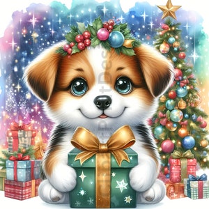 Cute Christmas Dogs Clipart Bundle, Xmas Dog Clip Art Images ...