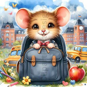 Cute Back to School Animals Peeking Out of Accessories Clipart Bundle ...