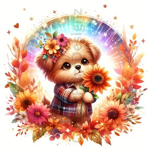 Cute Fall Dogs Clipart Bundle, Watercolor Autumn Dog Clip Art Images ...