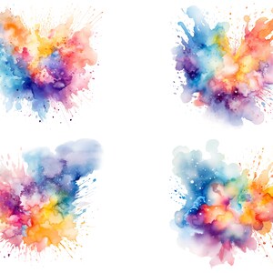 Watercolor Splash Clipart Bundle, Splashed Art, Abstract Splatter, 30 ...