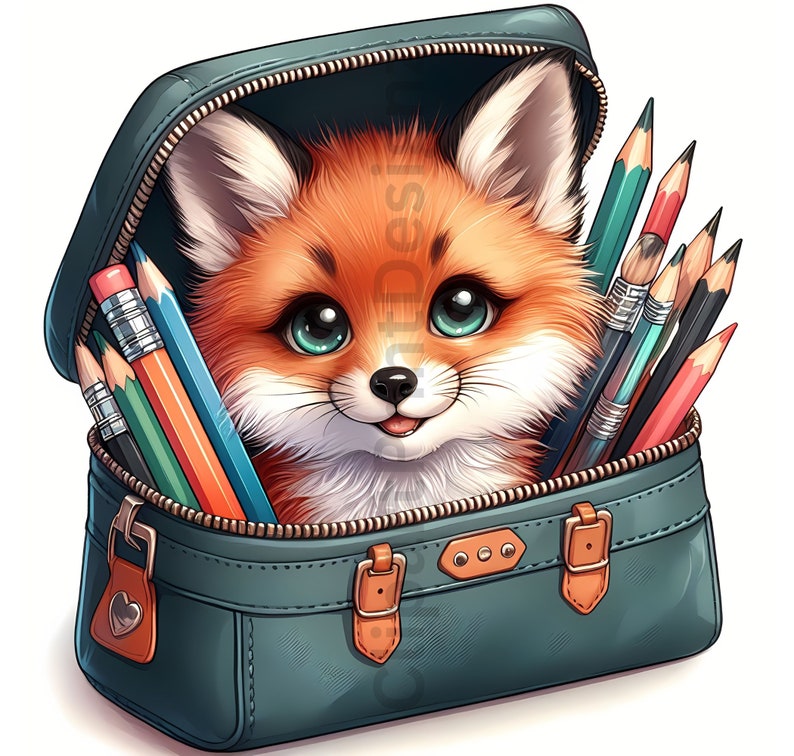 Cute Back to School Animals Peeking Out of Accessories Clipart Bundle ...