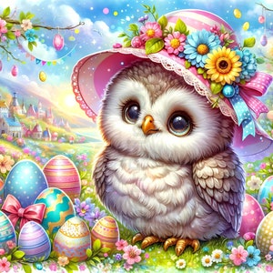 Watercolor Easter Owl Clipart, Whimsical Animal Images, Cute High ...