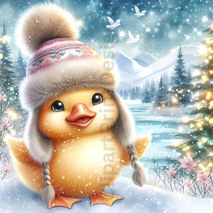Cute Winter Duck Clipart Bundle, Festive Watercolor Clip Art Images, 20 ...