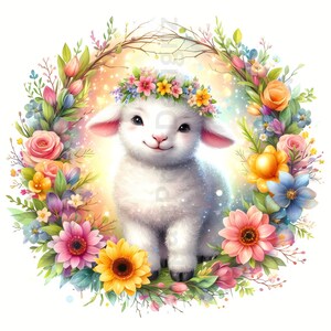 Cute Spring Lamb Clipart Bundle, Watercolor Clip Art Images, 20 High ...