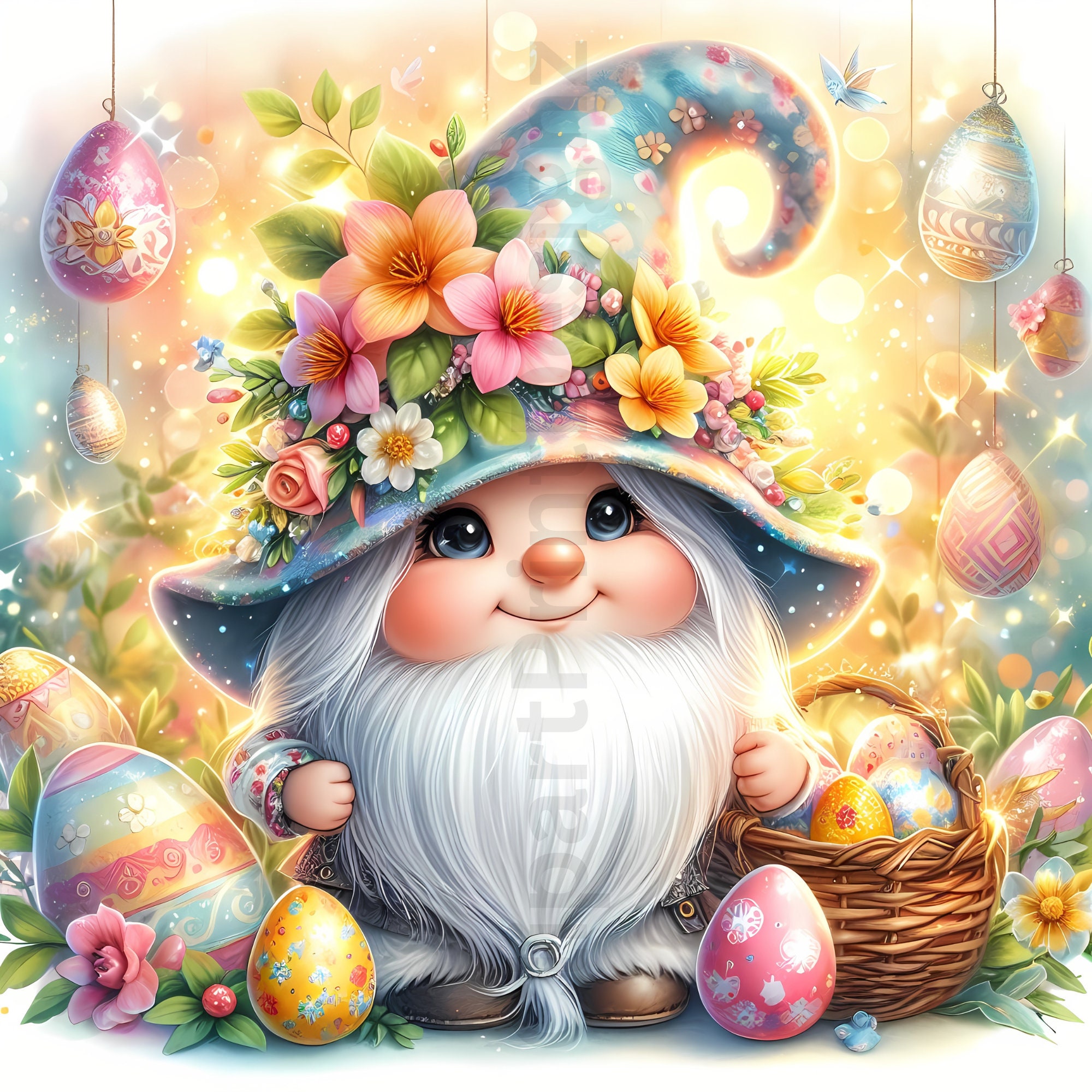 Cute Easter Gnome Clipart Bundle, Festive Watercolor Clip Art Images ...