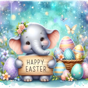 Cute Happy Easter Animals Clipart Bundle, Festive Watercolor Clip Art ...