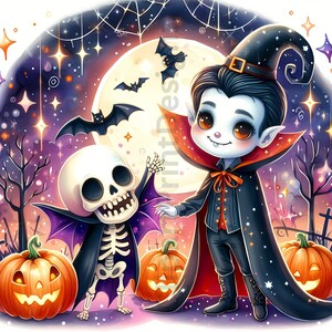 Cute Halloween Vampires Clipart Bundle, Watercolor Vampire Clip Art ...