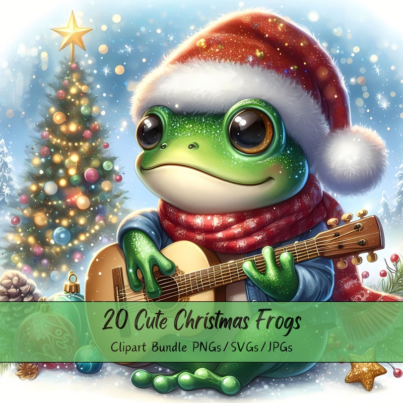 Merry Christmas Frog - Etsy