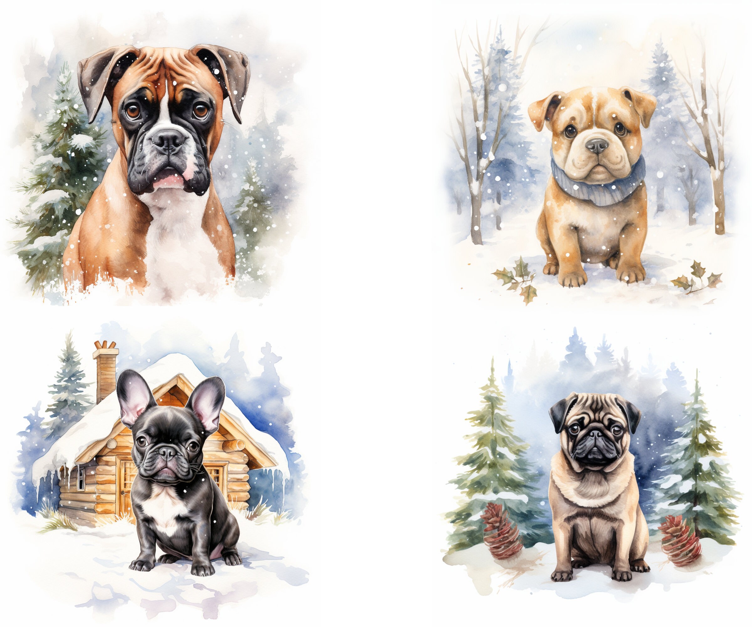 20 Cute Winer Dog Breeds, Watercolor Clipart Bundle, High Quality Pngs ...
