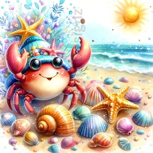 Cute Summer Crabs Clipart Bundle, Watercolor Crab Clip Art Images, High ...