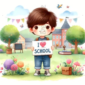Cute Back to School Kids Clipart Bundle, Watercolor Child Clip Art ...