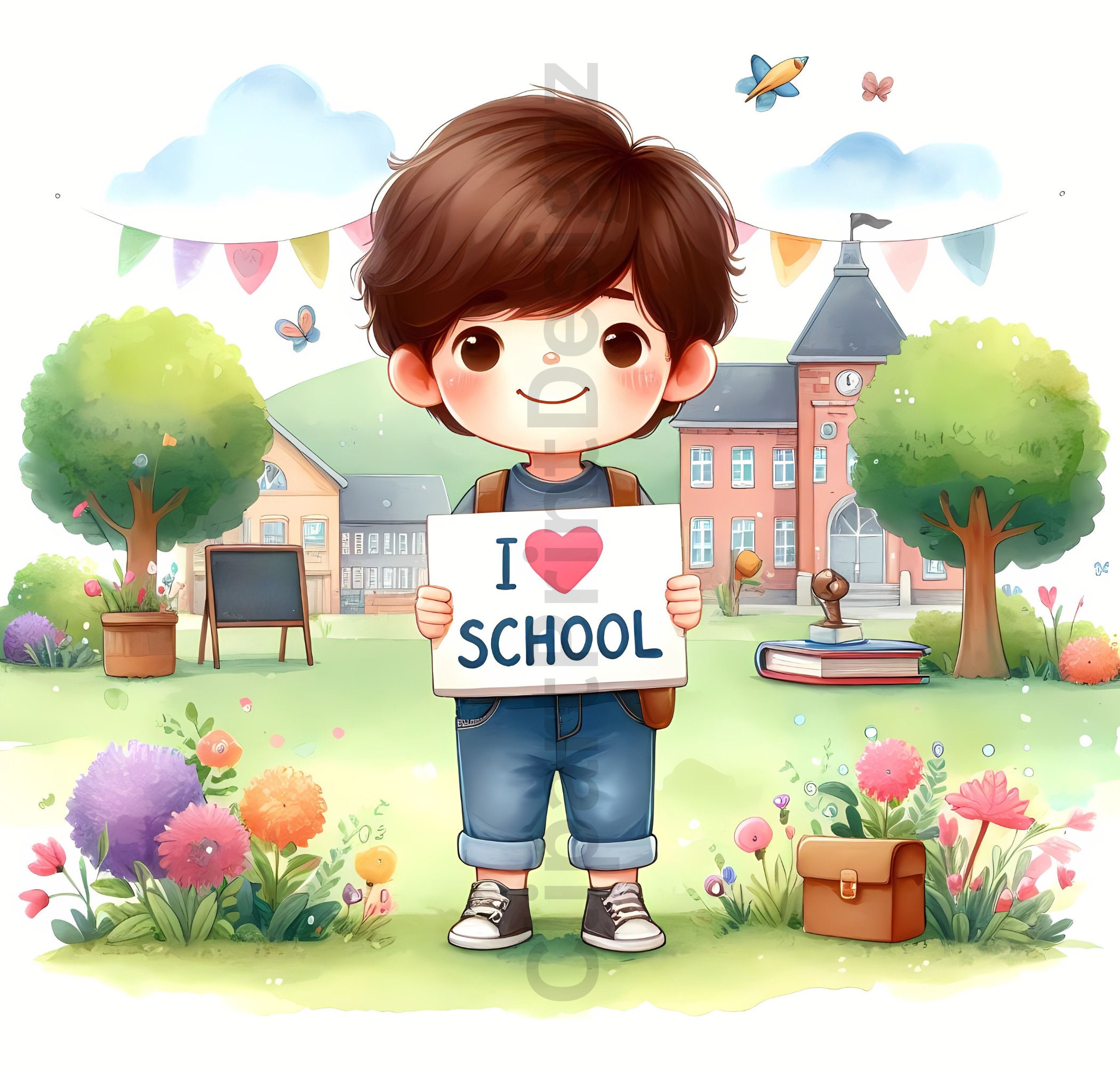 Cute Back to School Kids Clipart Bundle, Watercolor Child Clip Art ...