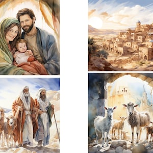 Watercolor Nativity Scene Clipart, Cute Christmas Bundle, Jesus and ...