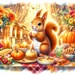 Cute Fall Squirrels Clipart Bundle, Watercolor Autumn Squirrel Clip Art ...