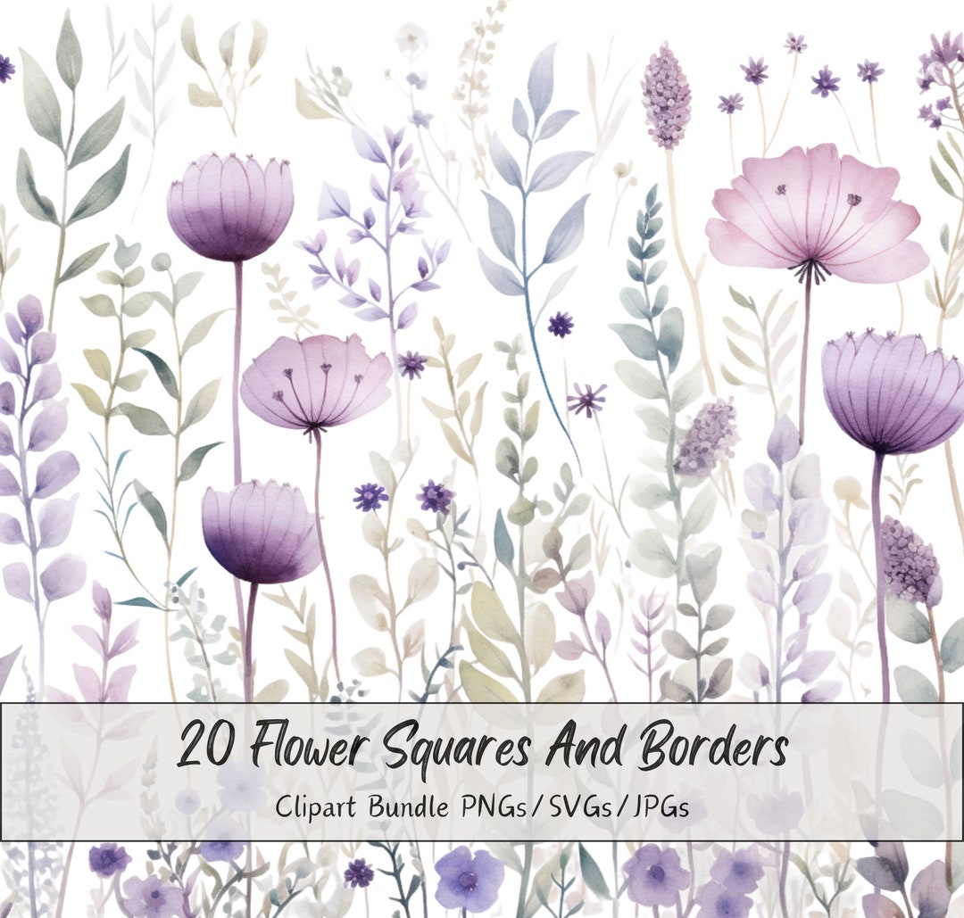 20 Watercolor Flower Clipart, 300 Dpi Pngs/jpgs/svgs, Transparent ...