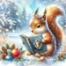 Cute Winter Animals Reading Clipart Bundle, Festive Watercolor Clip Art ...