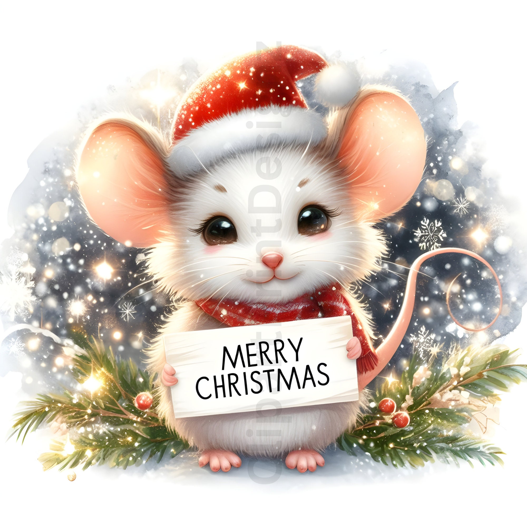 Bundle de cliparts animaux joyeux Noël aquarelle, 17 fichiers PNG/SVG ...