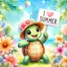 Cute Summer Animals Holding Signs Clipart Bundle, Watercolor Sun Clip ...