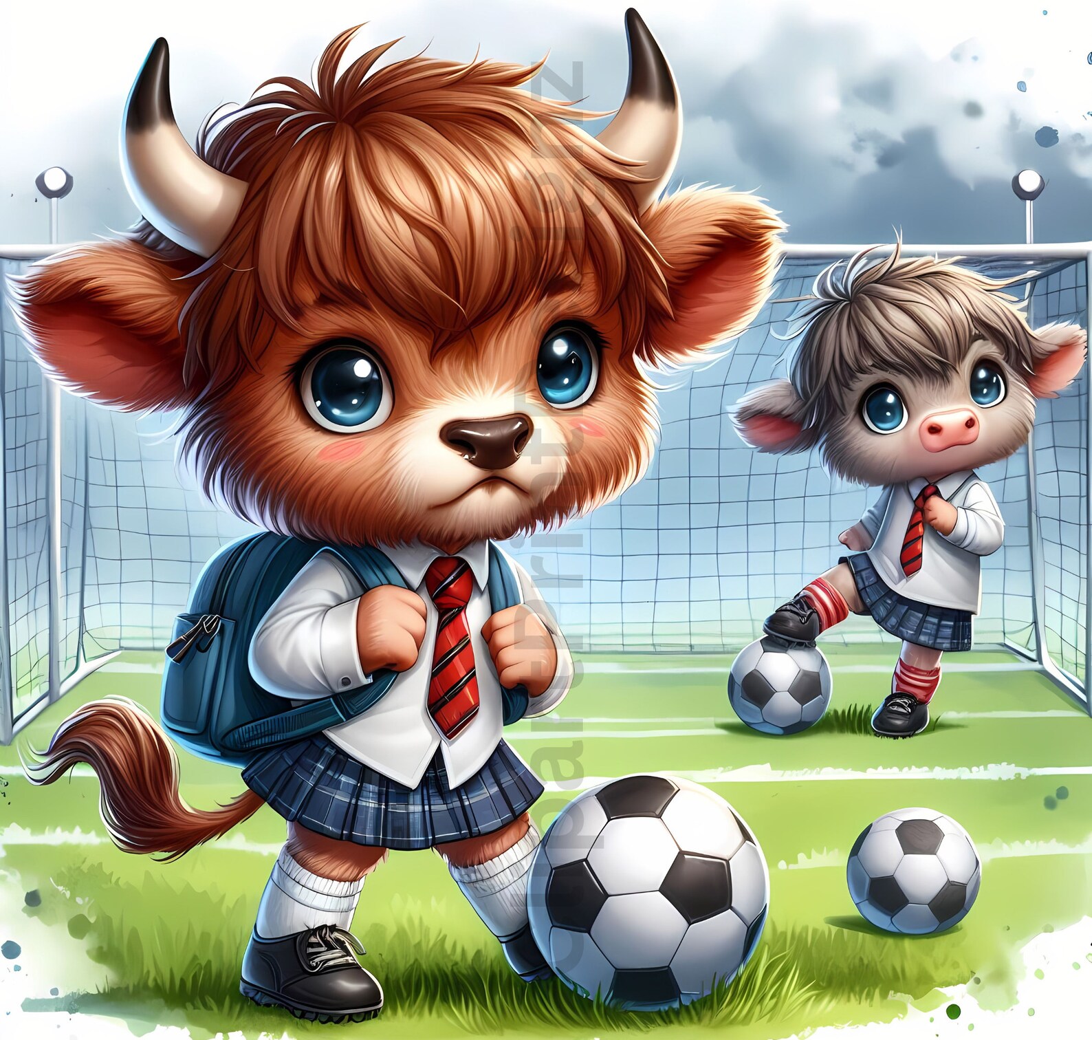 Cute Back to School Highland Cows Clipart Bundle, Watercolor Cow Clip ...