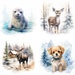 20 Cute Baby Winter Animals Clipart Bundle, Watercolor Animals, Digital ...