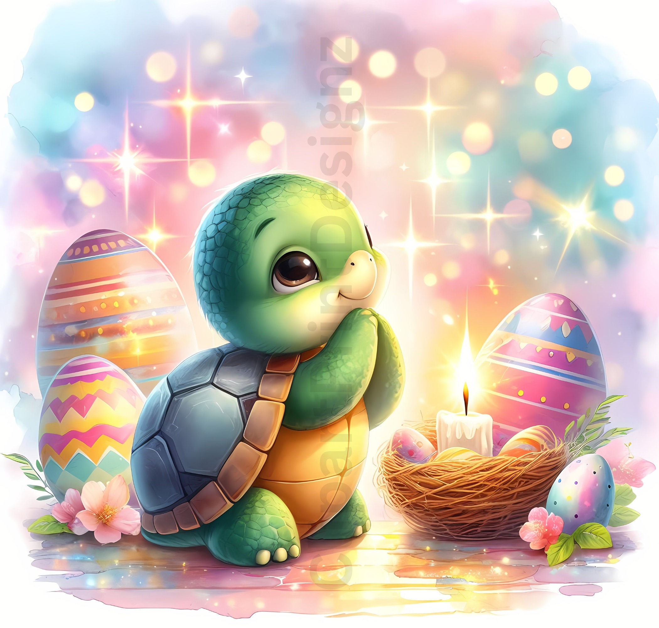 Cute Easter Turtles Clipart, Funny Watercolor Animal Images, High ...