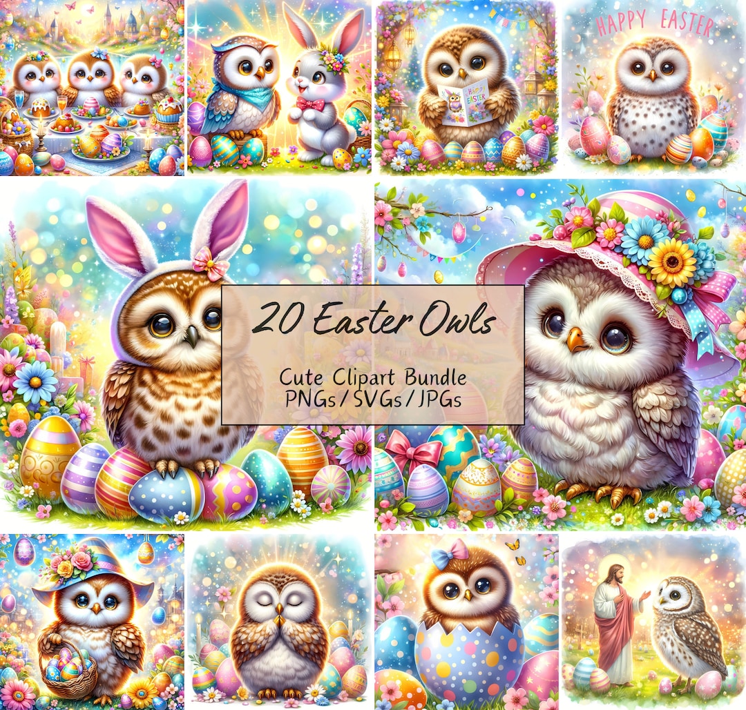 Watercolor Easter Owl Clipart, Whimsical Animal Images, Cute High ...