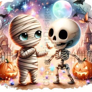 Cute Halloween Mummies Clipart Bundle, Watercolor Mummy Clip Art Images ...