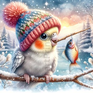Cute Winter Bird Breeds Clipart Bundle, Festive Watercolor Clip Art ...