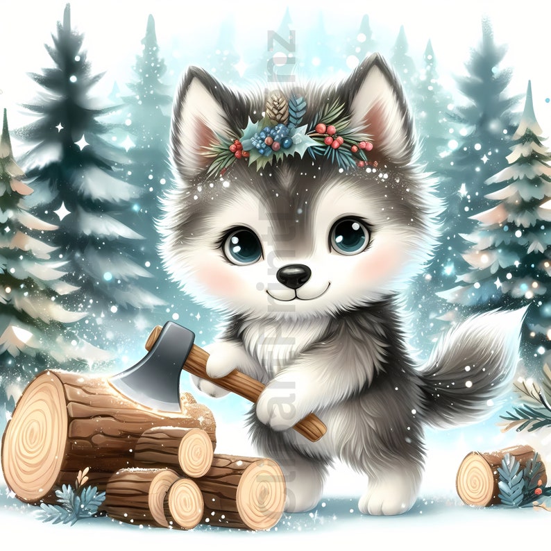Cute Winter Woodland Animals Clipart Bundle Festive - Etsy