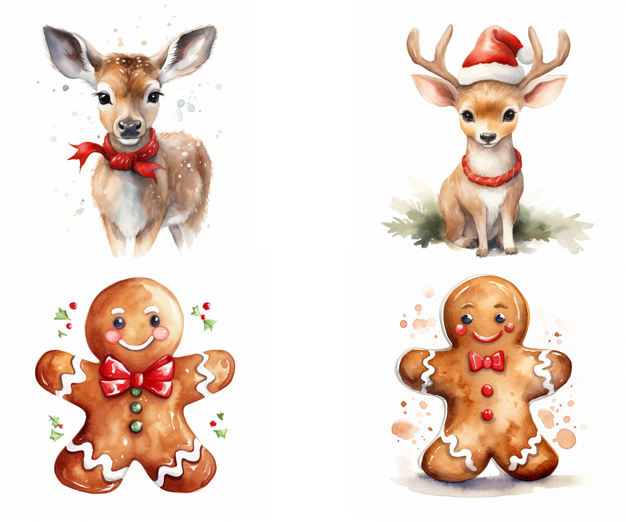 Red Christmas Watercolor Clipart Bundle Cute Christmas Junk - Etsy